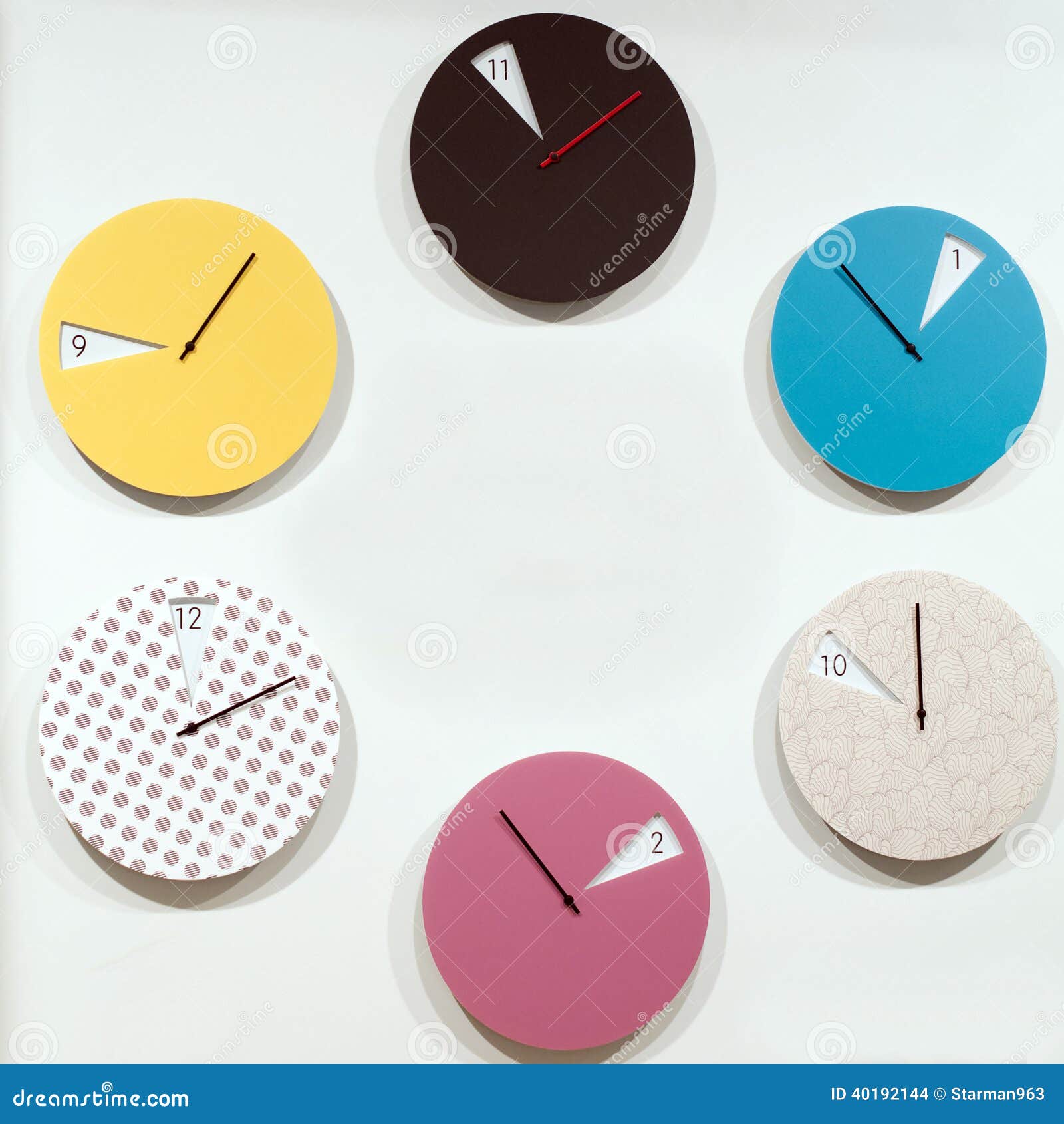 Many Round Wall Clocks that Mark the Passage of Time Stock Illustration ...