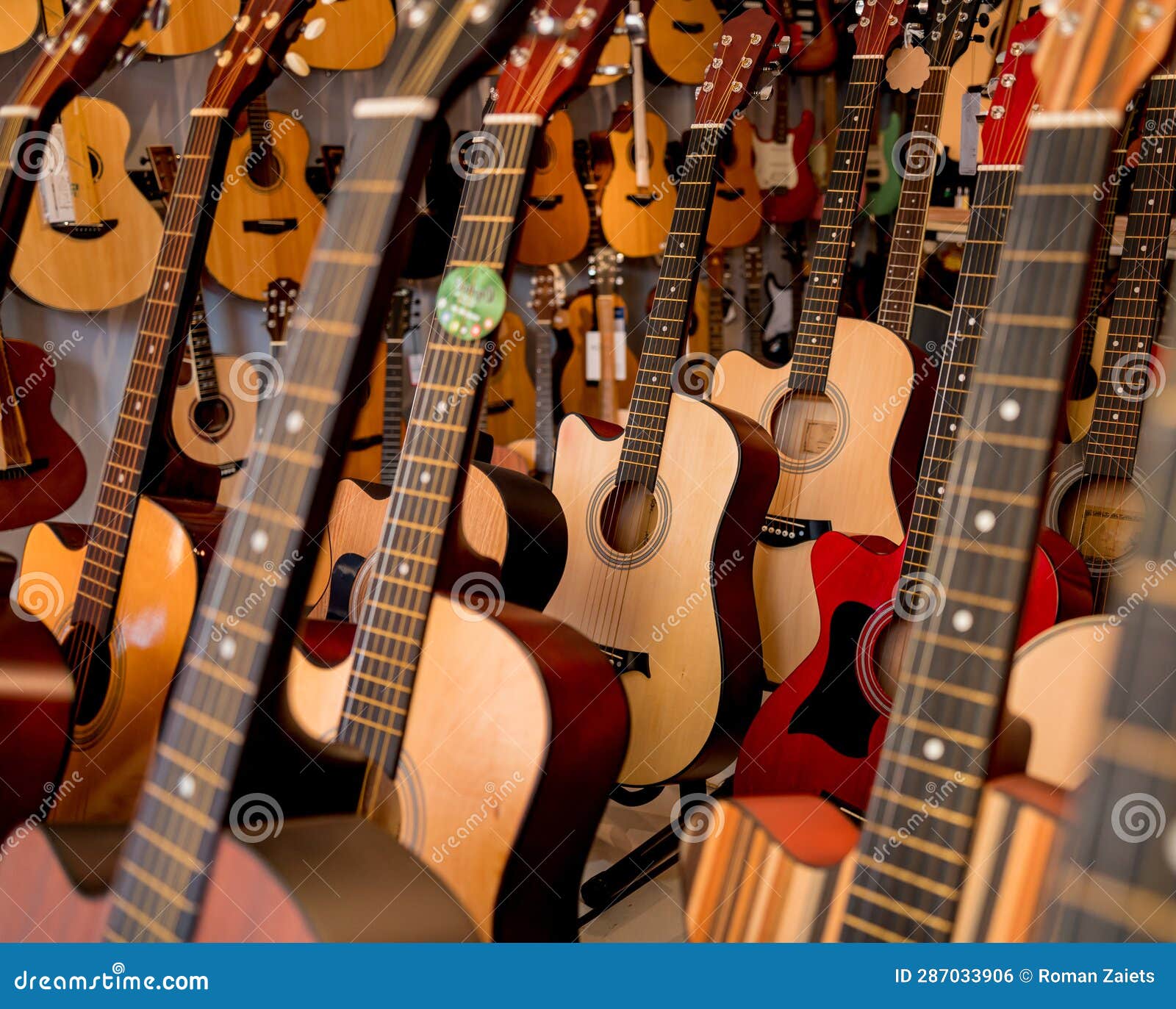 Many Rows of Classical Guitars in the Music Shop Stock Photo - Image of ...
