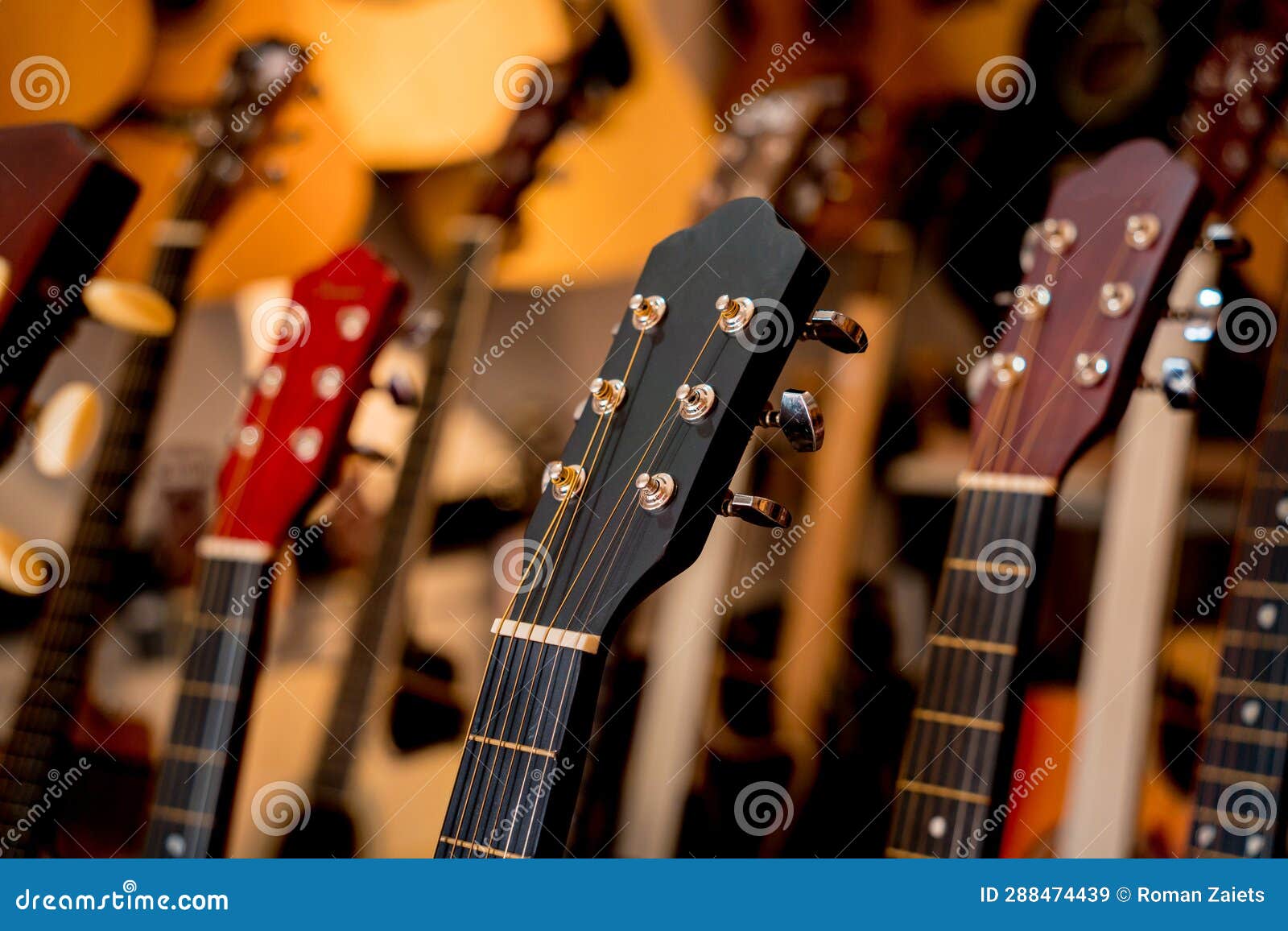 Many Rows of Classical Guitars in the Music Shop Stock Image - Image of ...