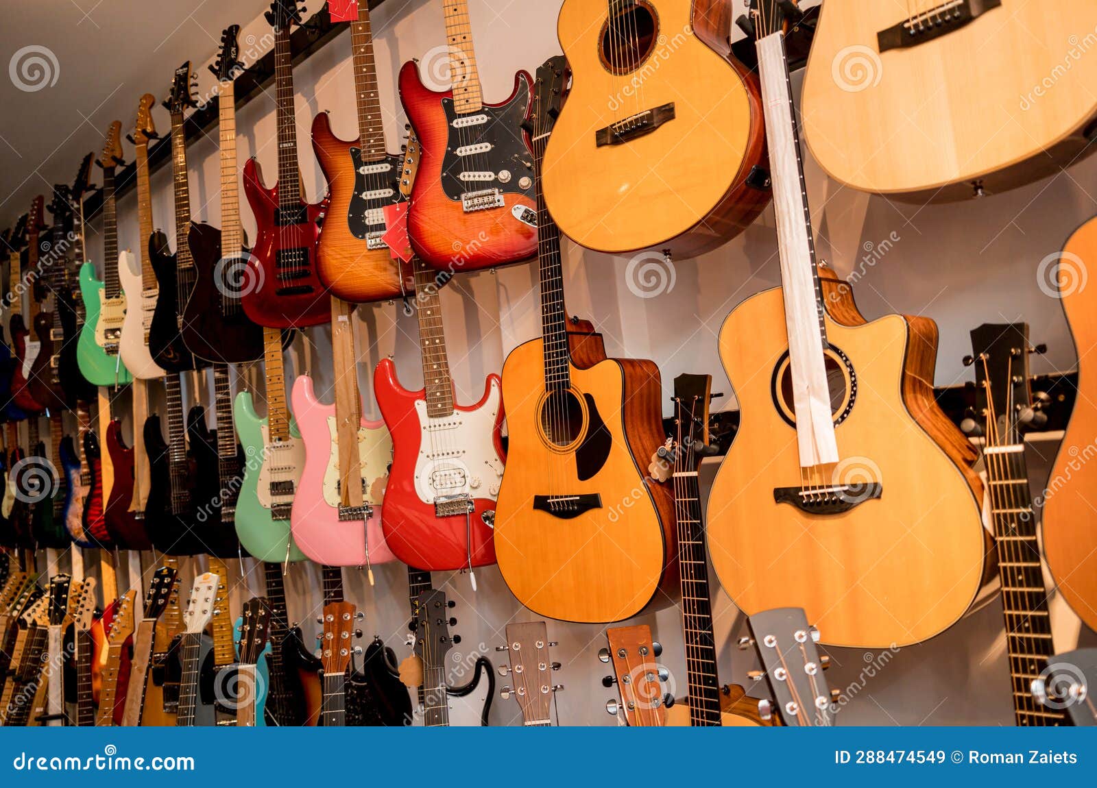 Many Rows of Classical Guitars in the Music Shop Stock Image - Image of ...