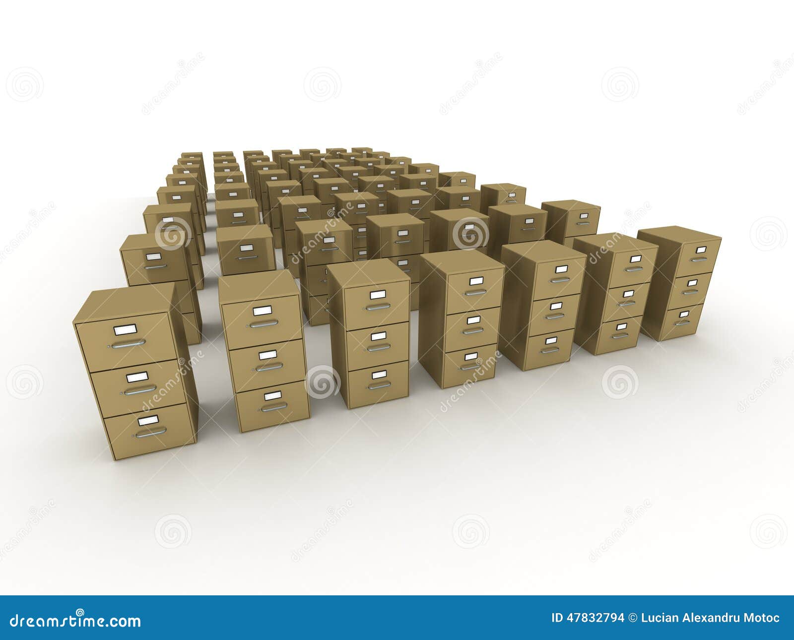 Many Rows of 3D Archiving File Cabinets Stock Illustration ...