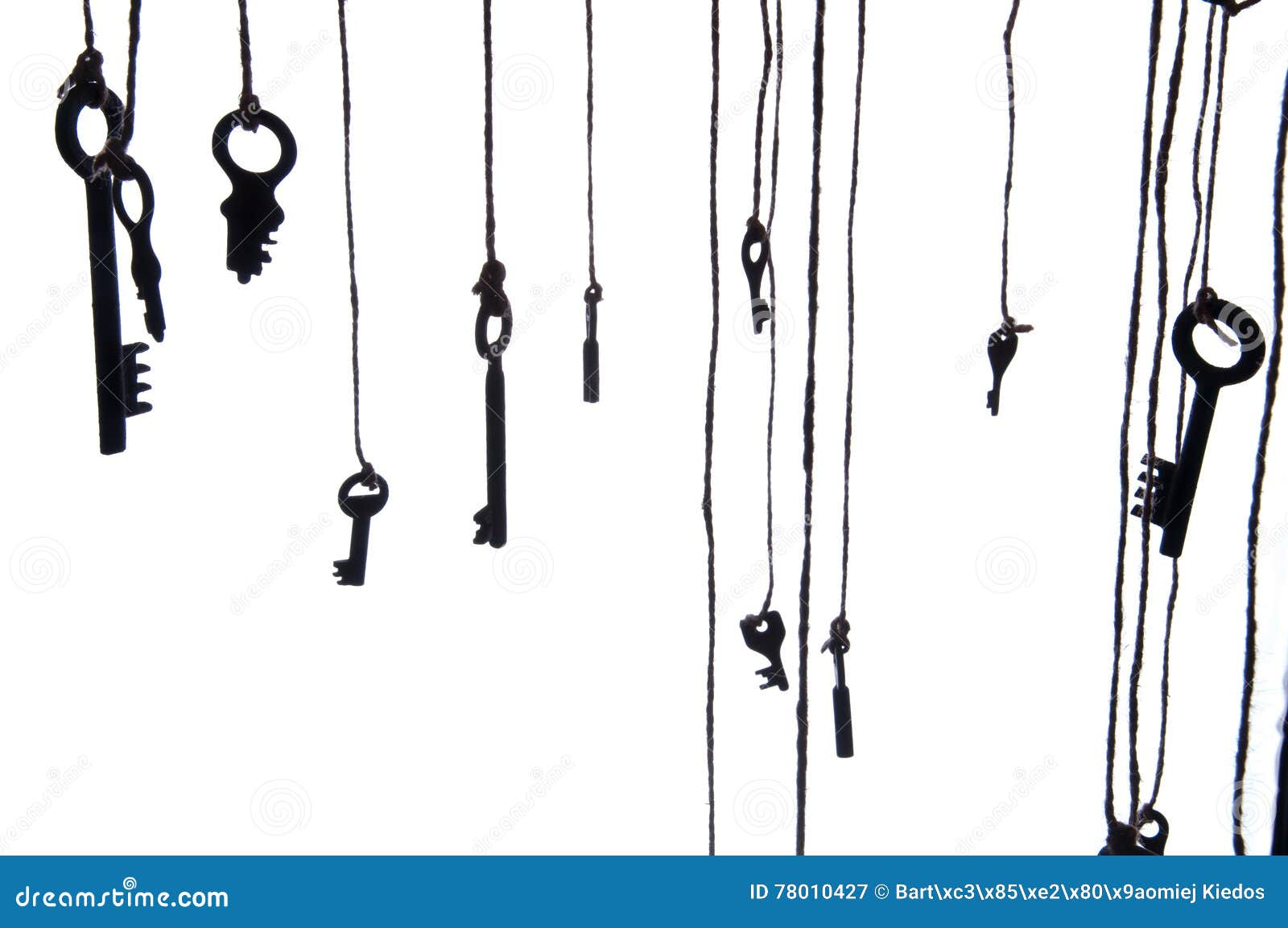 Many Rustic Keys Hanging on String. Selective Focus Stock Image - Image ...
