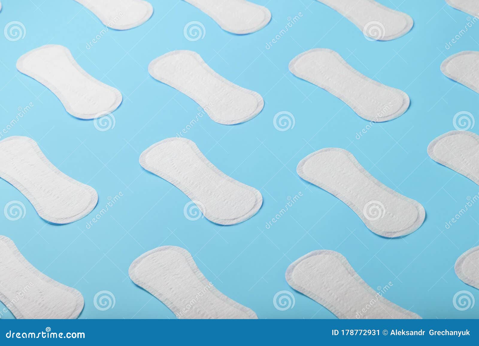 Many Sanitary Pads on a Blue Background in the Form of a Diagonal ...