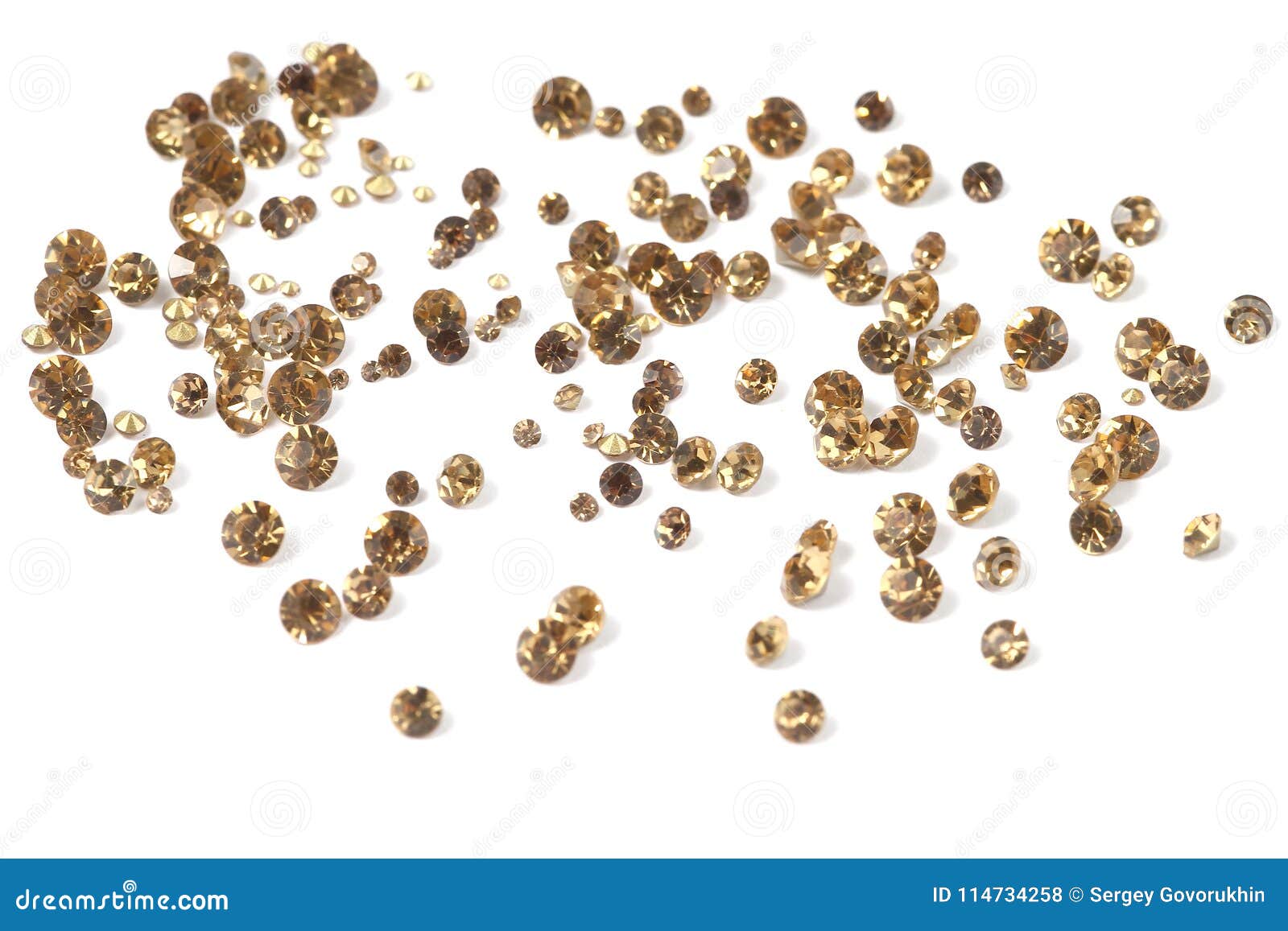 Many Scattered Rhinestones. on a White Background Stock Photo - Image ...