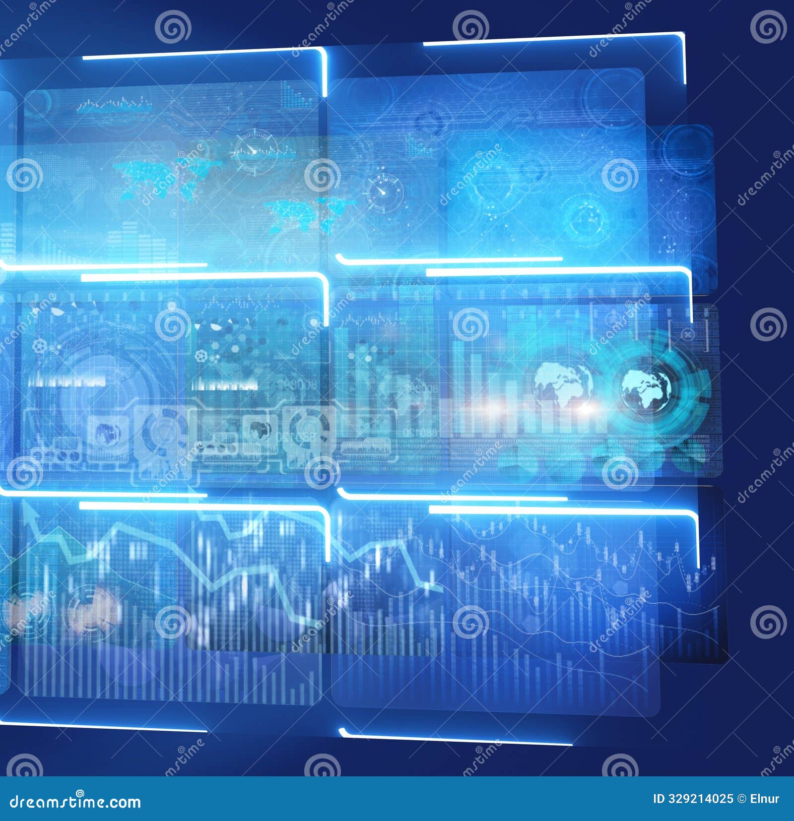 Many Screen Monitors with Charts and Graphs Stock Image - Image of ...