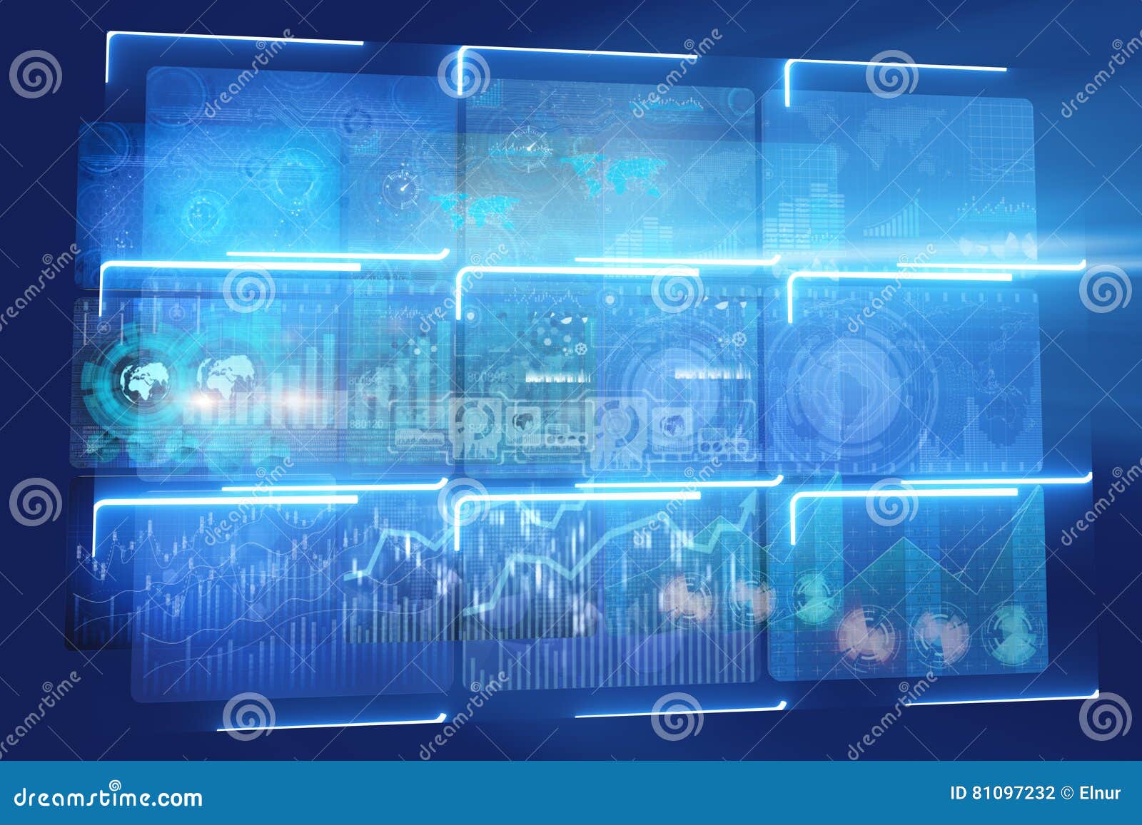 The Many Screen Monitors With Charts And Graphs Royalty-Free Stock ...