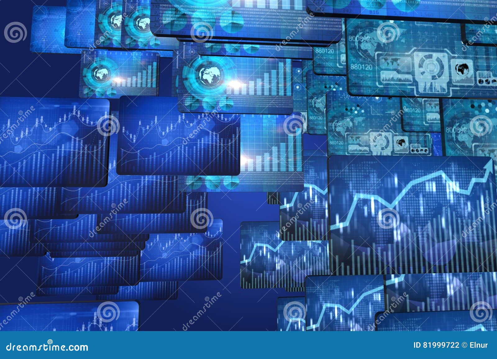 The Many Screen Monitors With Charts And Graphs Royalty-Free Stock ...