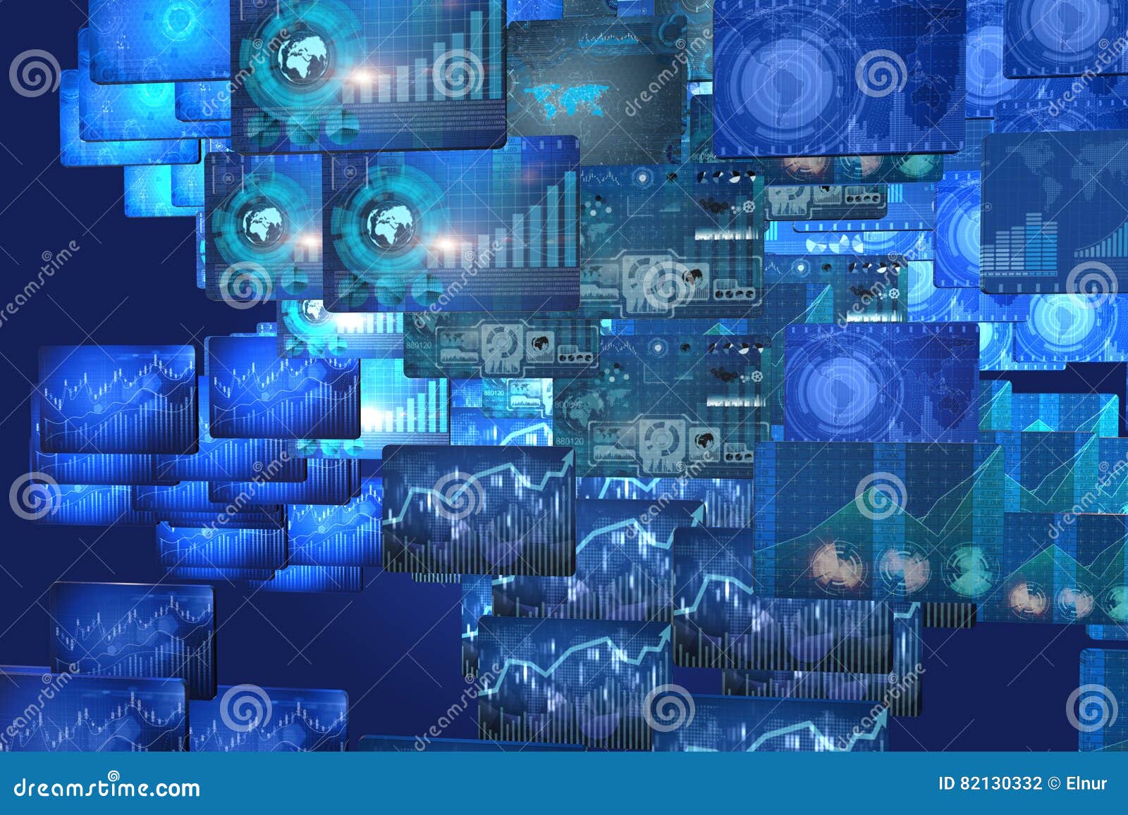 The Many Screen Monitors With Charts And Graphs Stock Photography ...