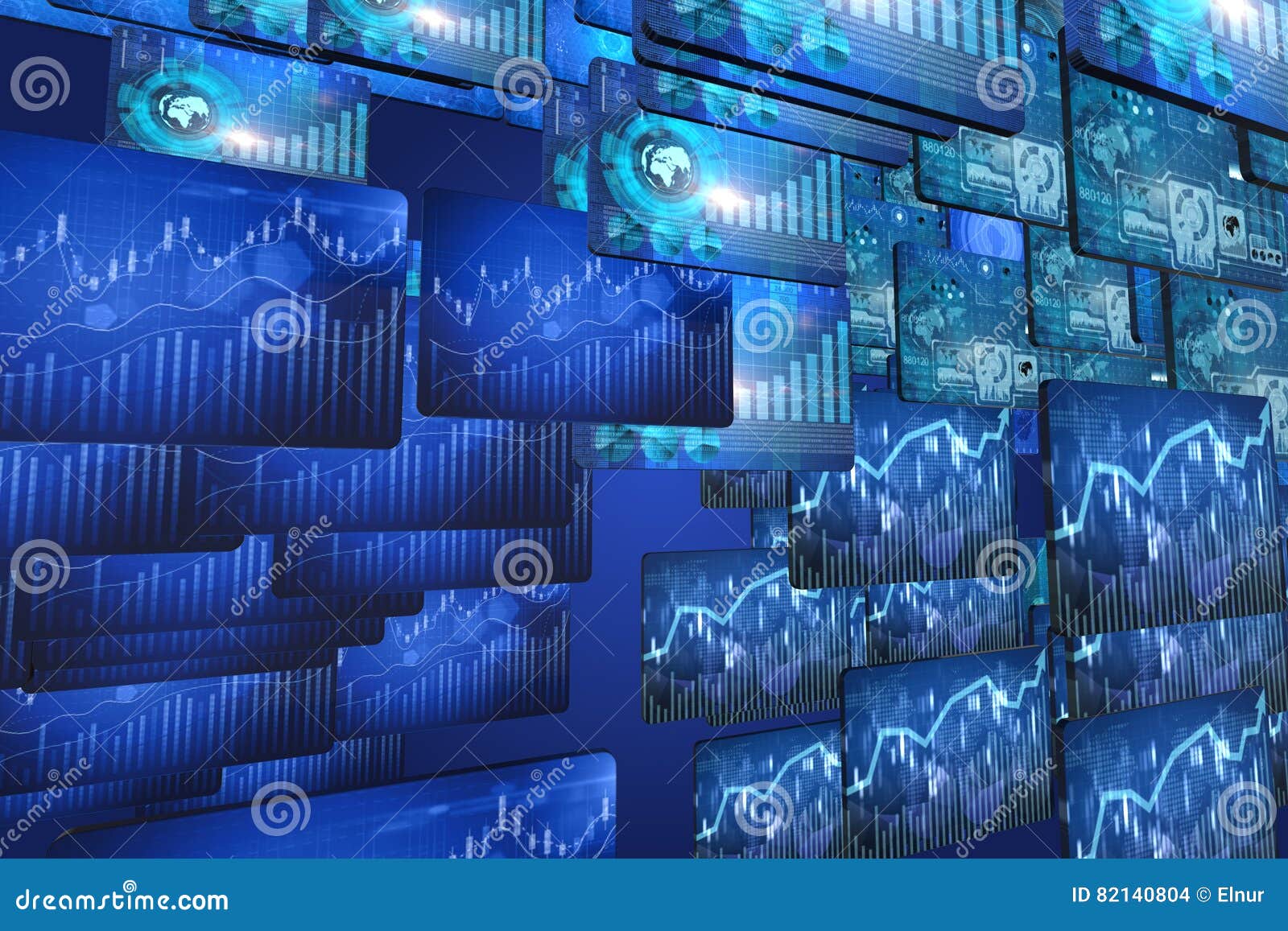The Many Screen Monitors With Charts And Graphs Stock Photography ...