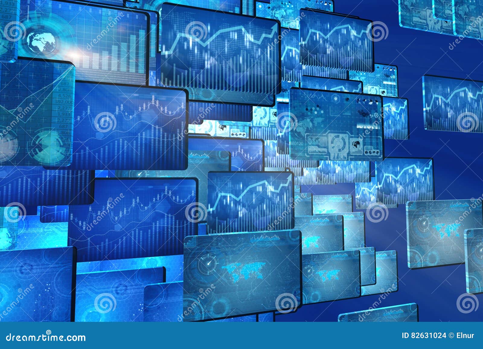 The Many Screen Monitors With Charts And Graphs Stock Photography ...