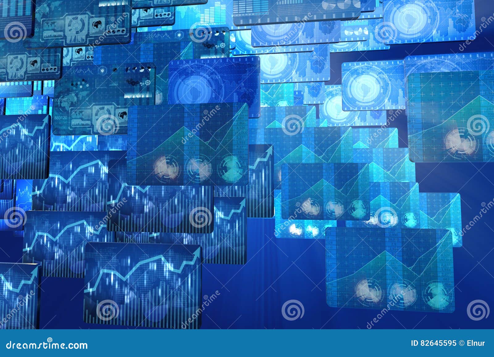 The Many Screen Monitors With Charts And Graphs Royalty-Free Stock ...