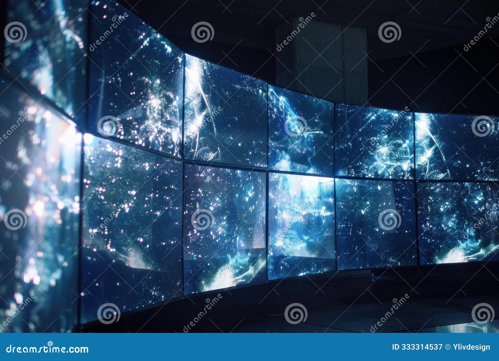 Video Wall Showing Abstract Data Visualisation in Dark Control Room ...