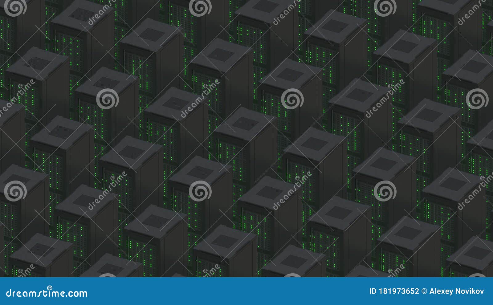 Many Server Racks. 3D Rendering Stock Illustration - Illustration of ...