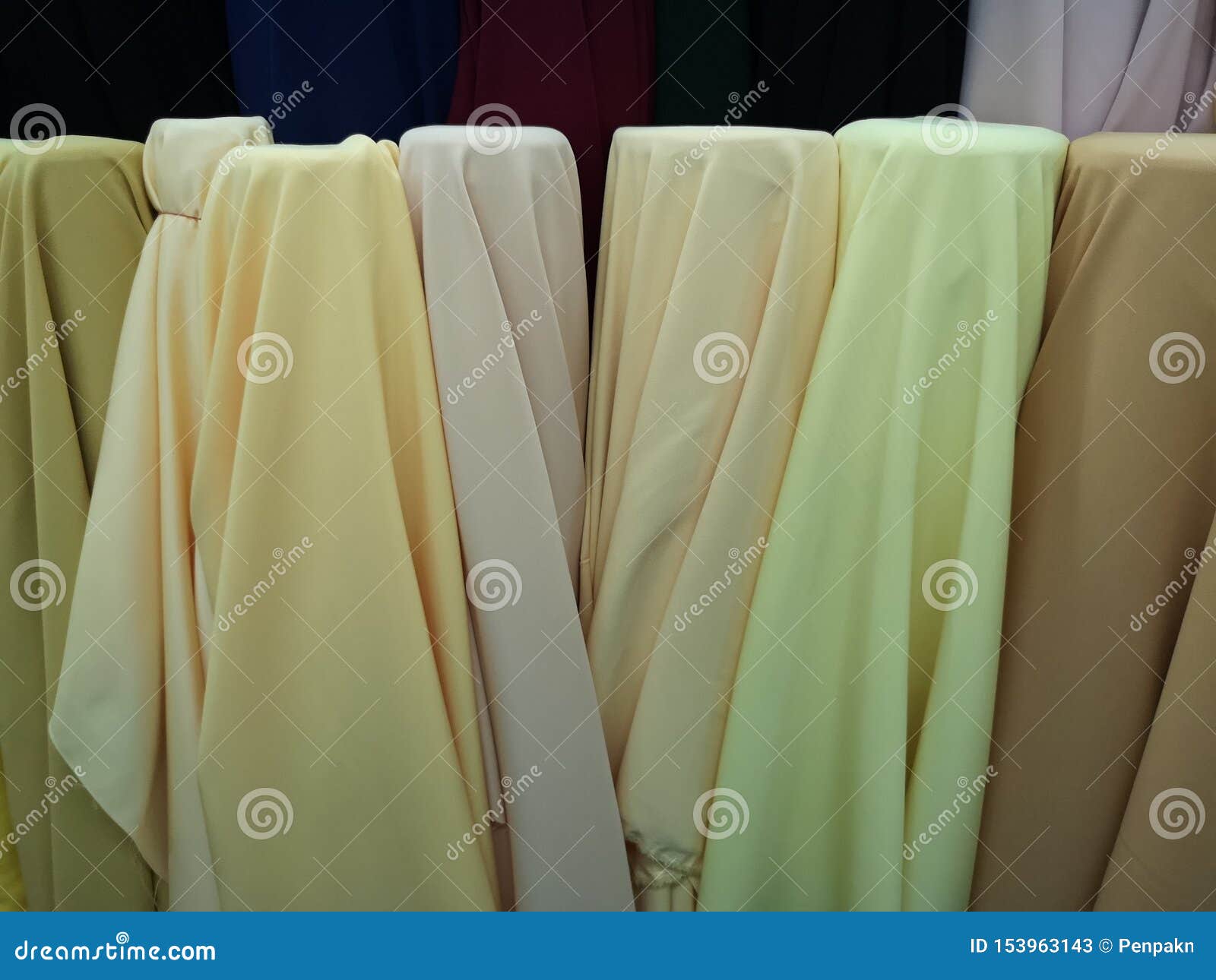 Many Shades of Yellow Fabric for Cutting Clothes Stock Image - Image of ...