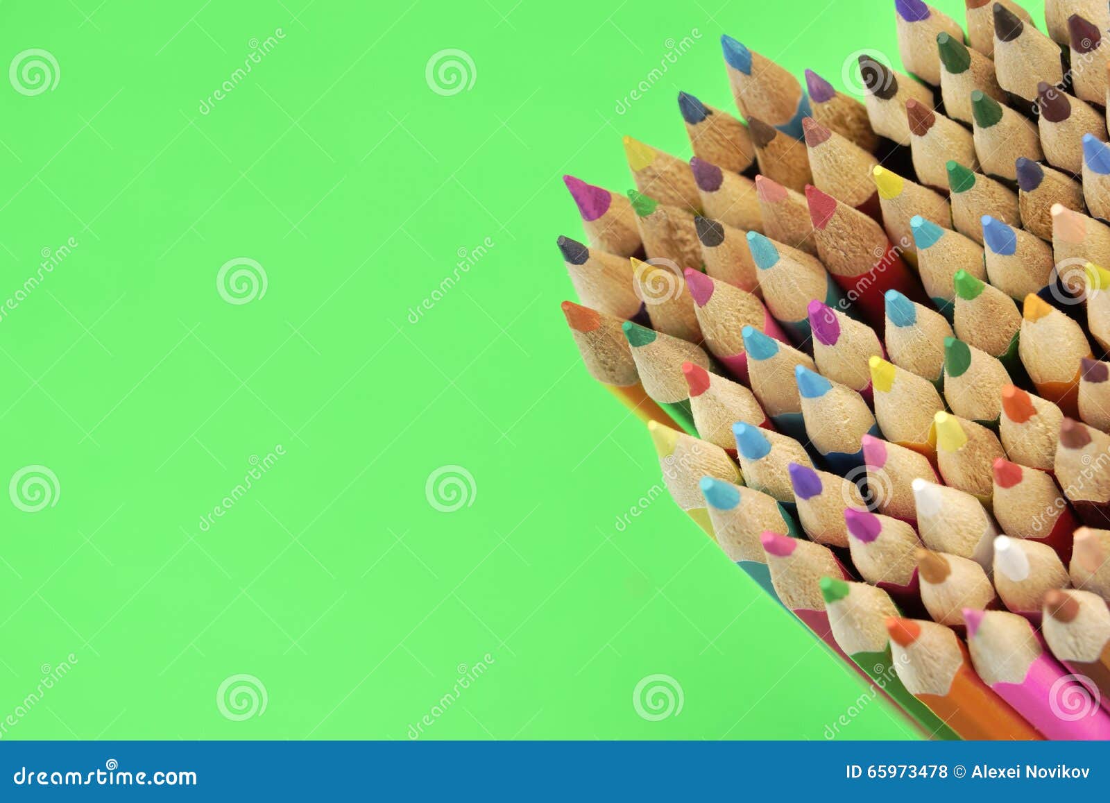 Many Sharp Color Pencil on the EmptyGreen Blank Background Stock Photo ...