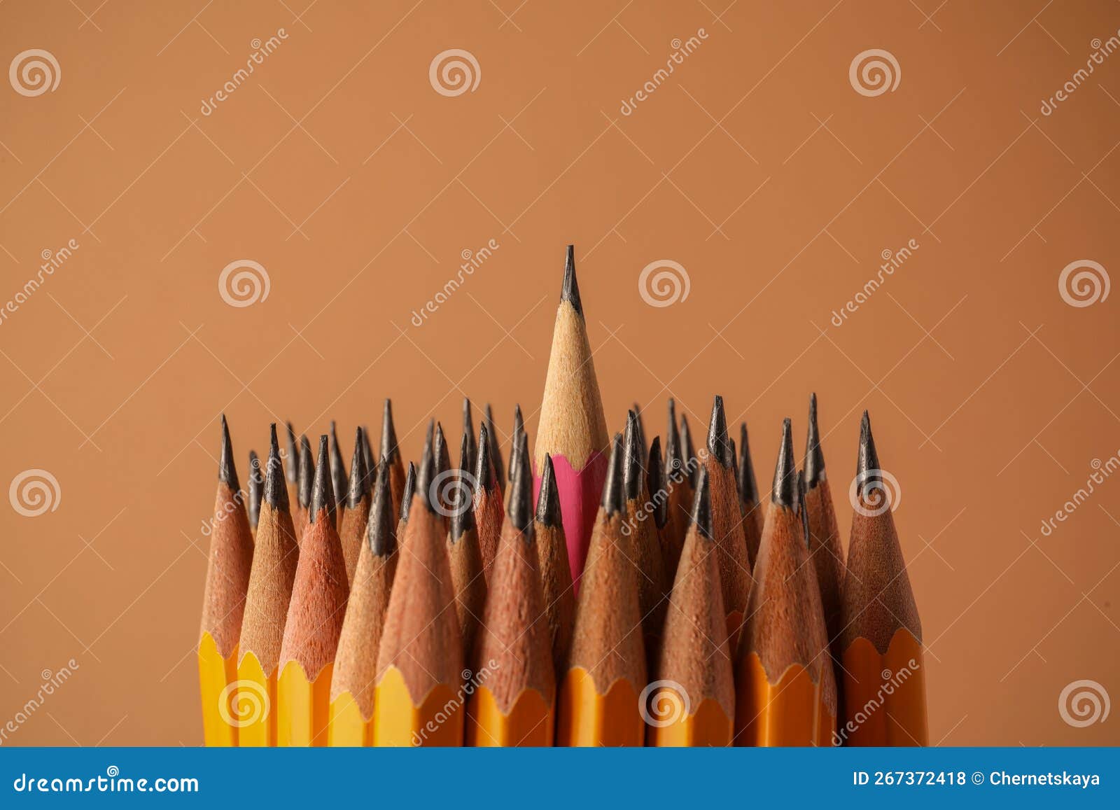 Many Sharp Graphite Pencils on Brown Background Stock Photo - Image of ...