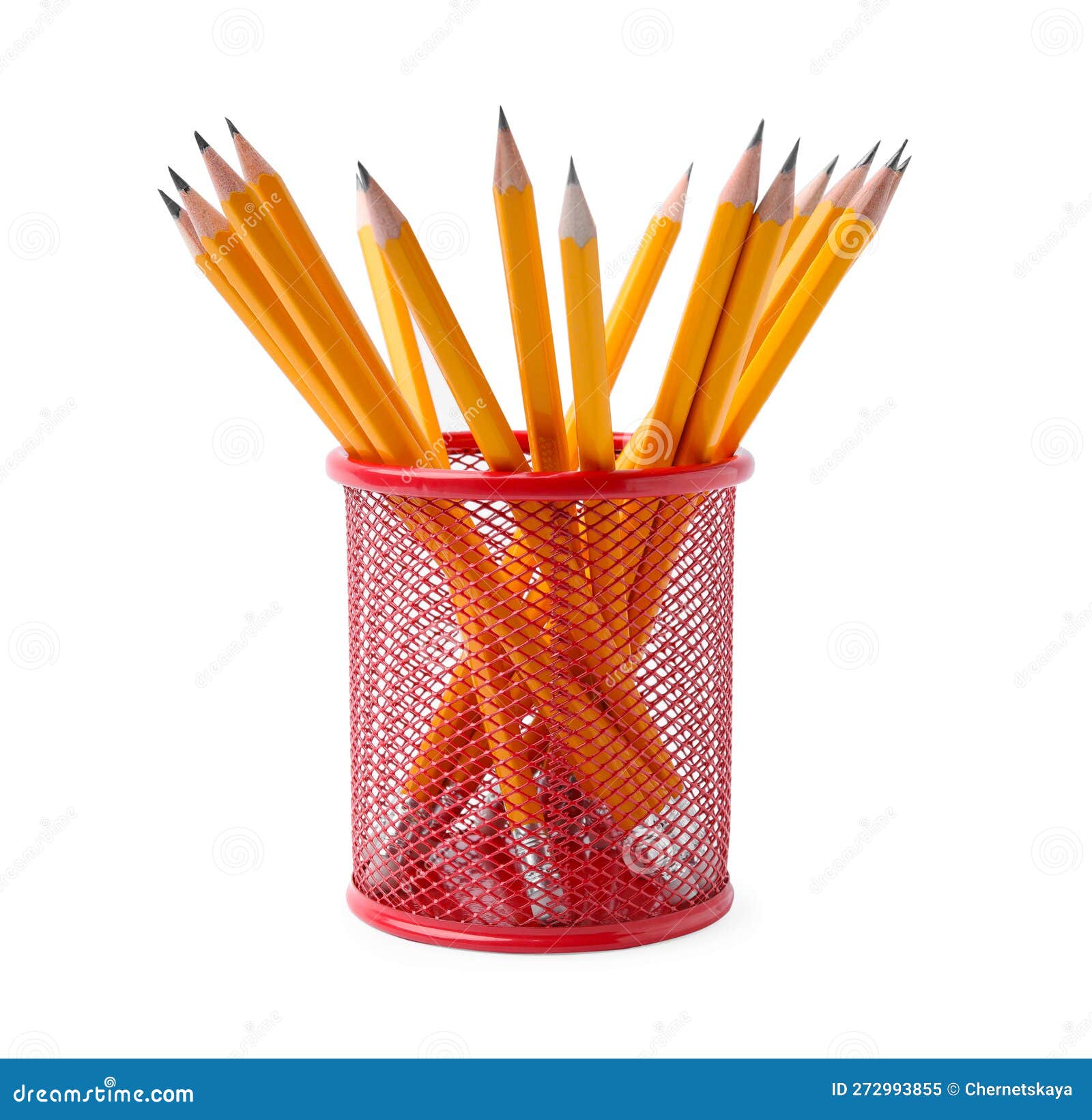 Many Sharp Pencils in Holder Isolated on White Stock Image - Image of ...
