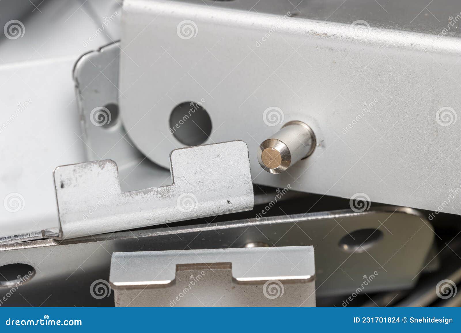 Sheet Metal Brackets with Shiny Pins Stock Photo - Image of metal ...