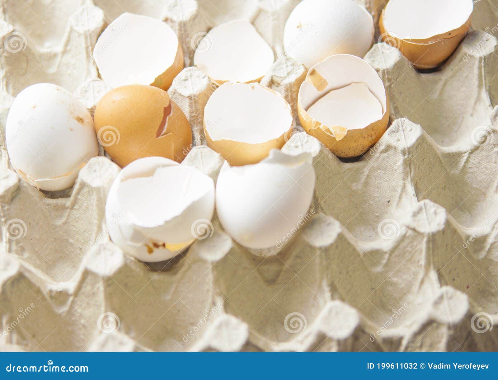 Many Shell Egg Scattered in a Cardboard Package Made of Recycled Waste ...