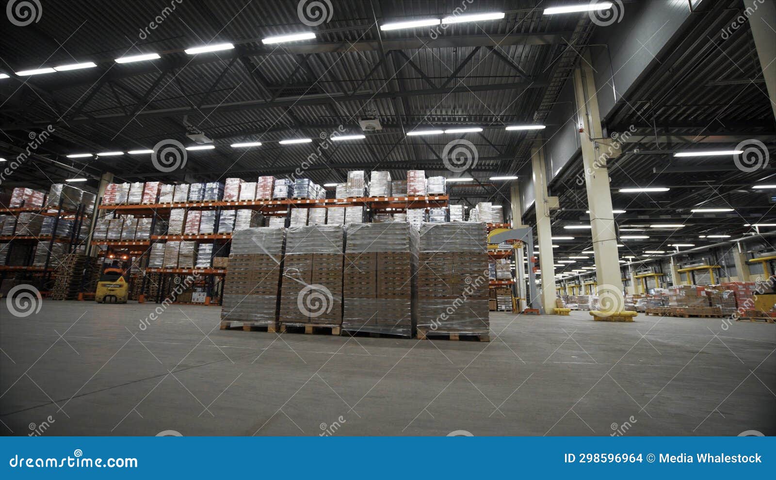 Many Shelves of Cardboard Boxes Inside a Storage Warehouse. Creative ...