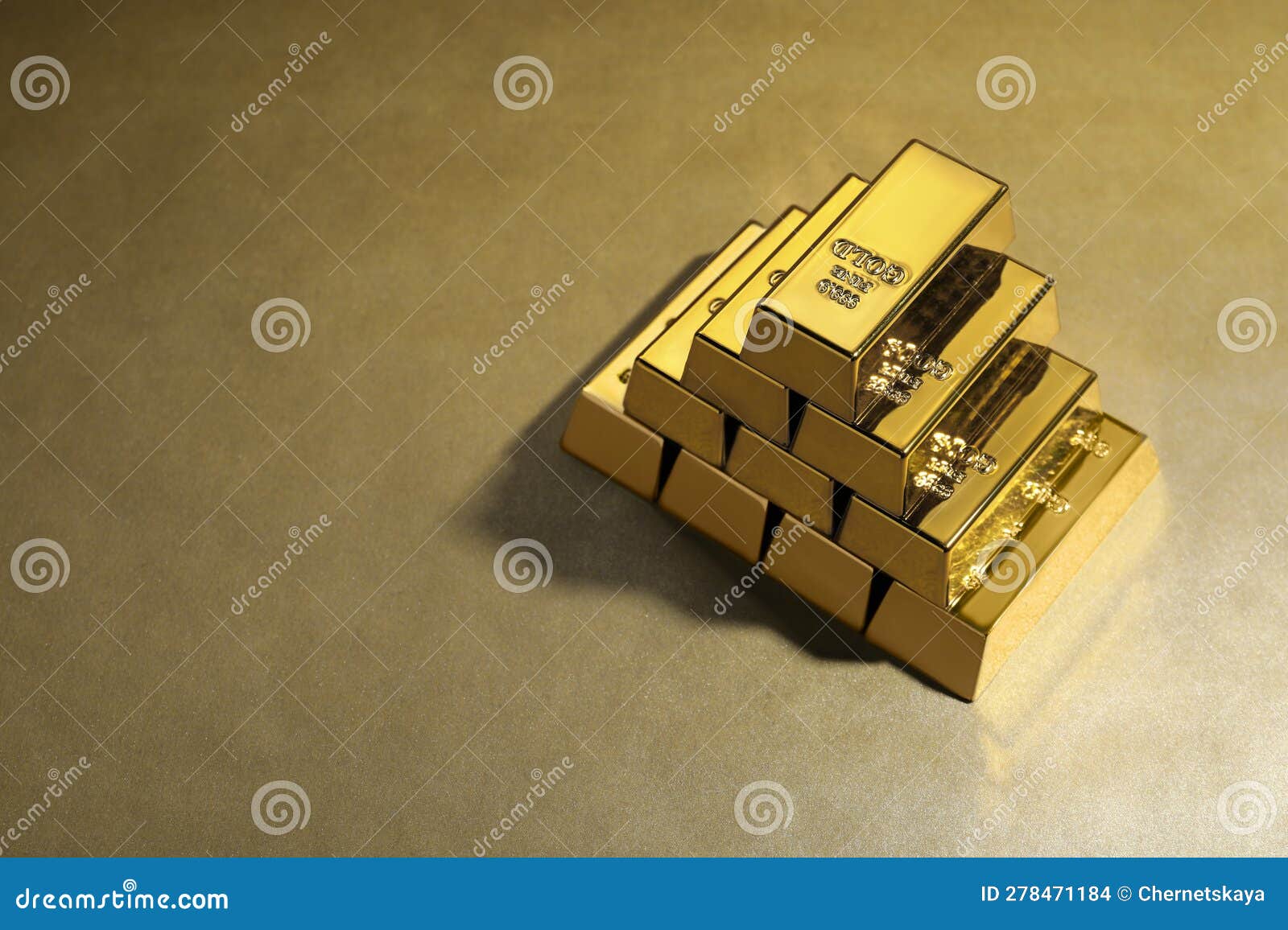 Many Shiny Gold Bars on Color Background. Stock Photo - Image of ...