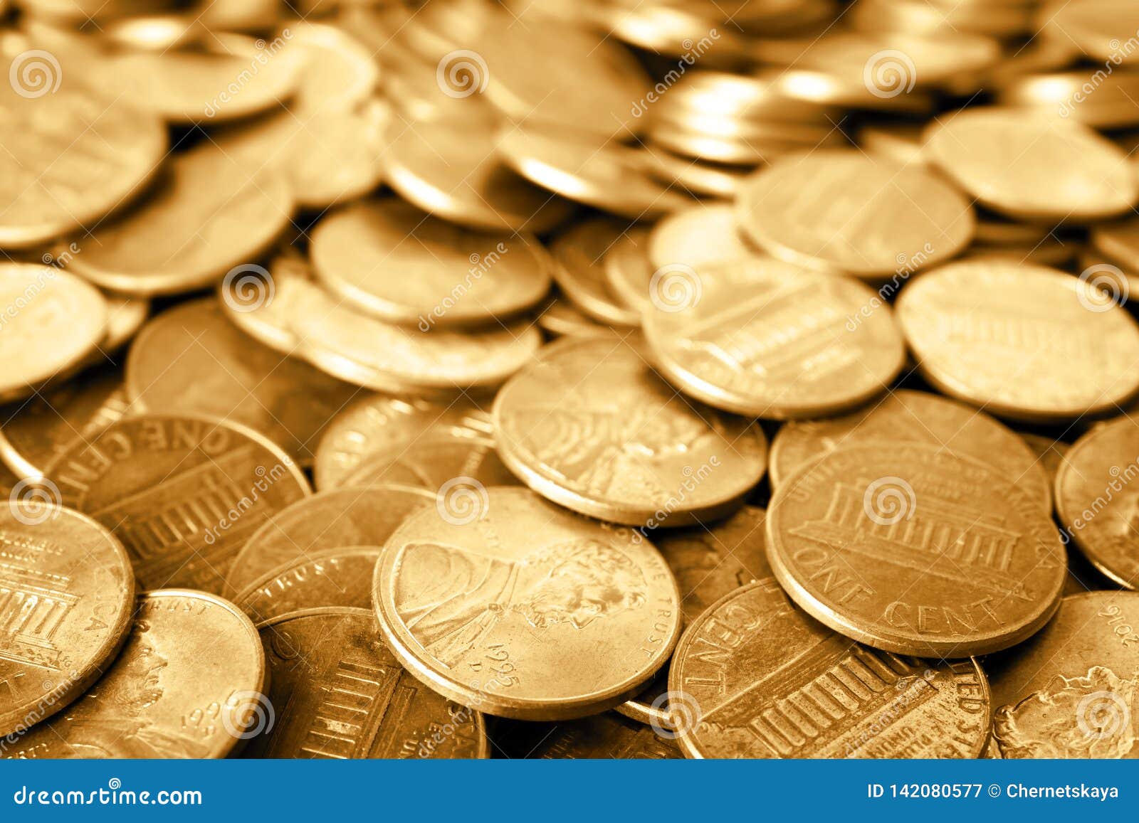 Many Shiny USA One Cent Coins Stock Image - Image of growth, concept ...
