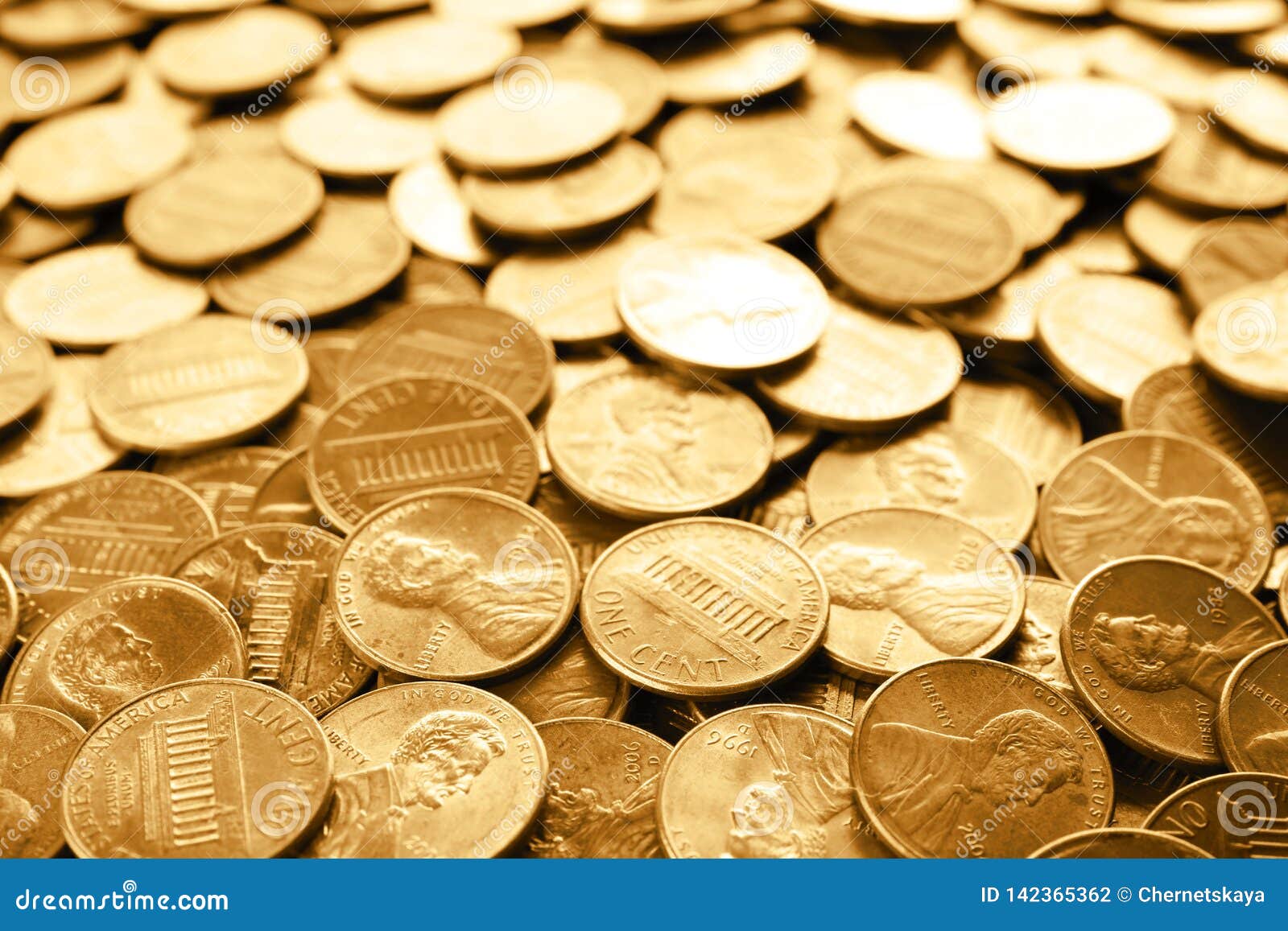 Many Shiny USA One Cent Coins Stock Photo - Image of business, shiny ...