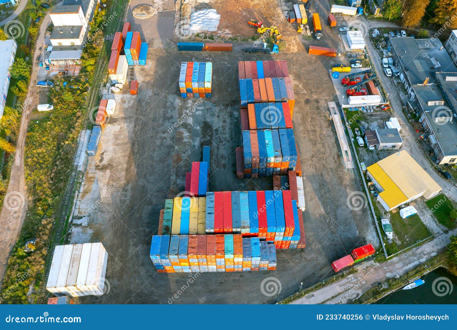 Many Shipping Containers from a Birds Eye View Stock Photo - Image of ...