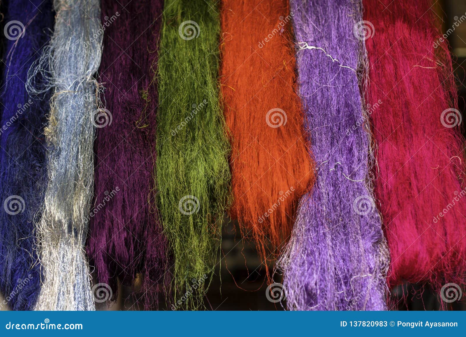 Many Silk Threads Hanging on the Rail Stock Image - Image of pattern ...
