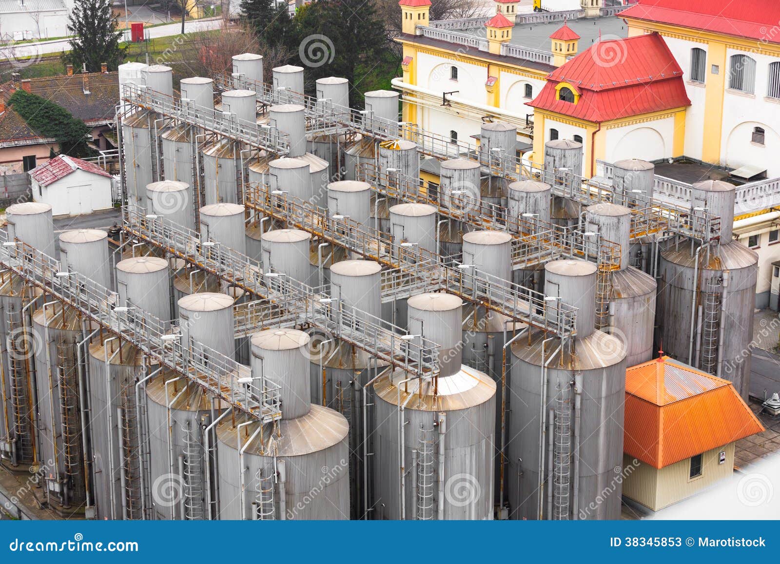 Many silos tower stock image. Image of stairs, instrument - 38345853