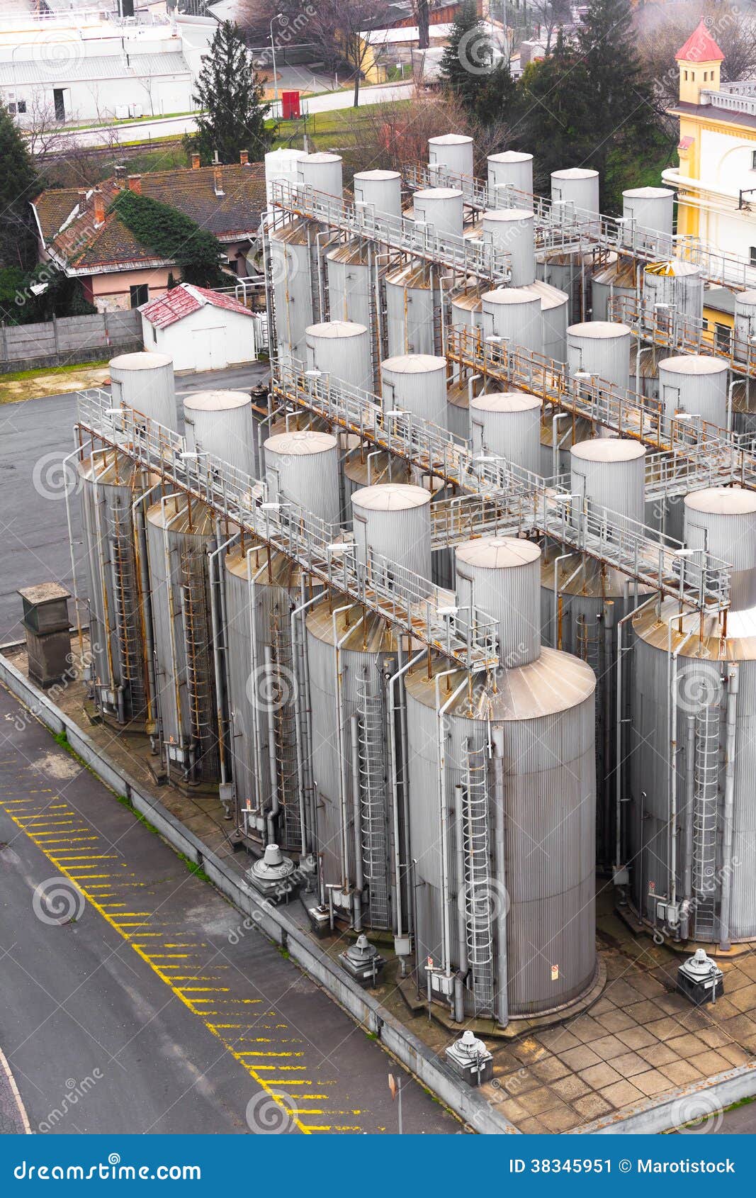 Many silos tower stock image. Image of factory, container - 38345951