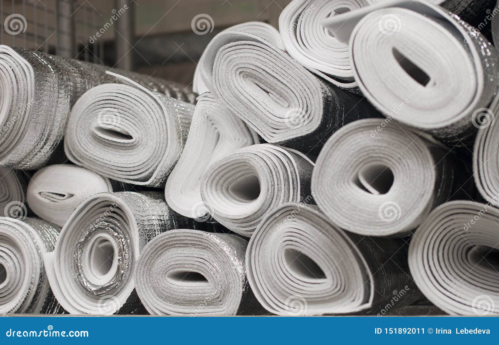Many Silver Large Rolls of Foil Insulation Stock Image - Image of ...