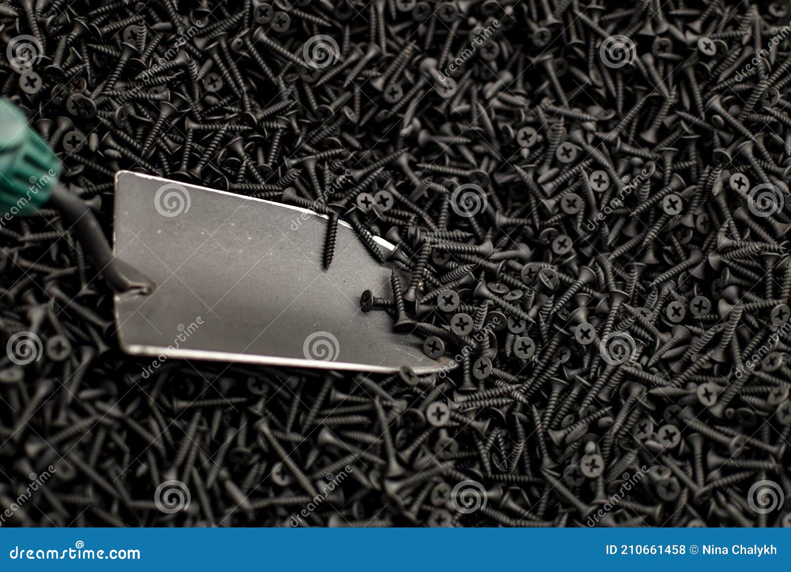 Many Small Black Screws. View from Above. Texture. Background ...