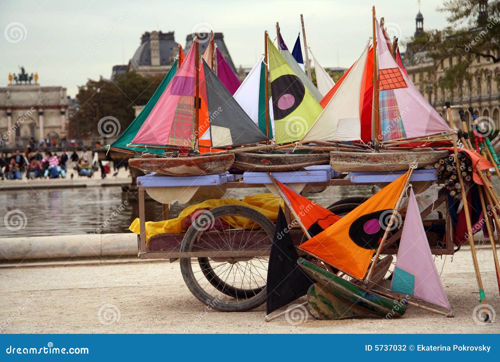 Many Small Colorful Ships Ready To Navigate Stock Photo - Image of ...