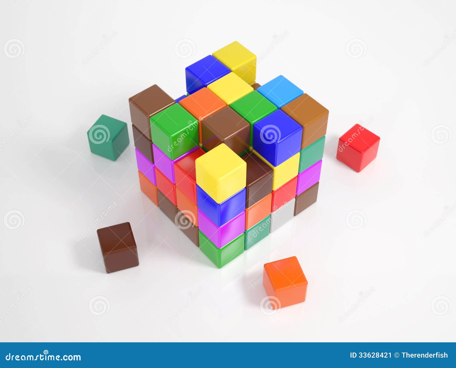 Many Small Cubes Building a Big Cube Stock Illustration - Illustration ...