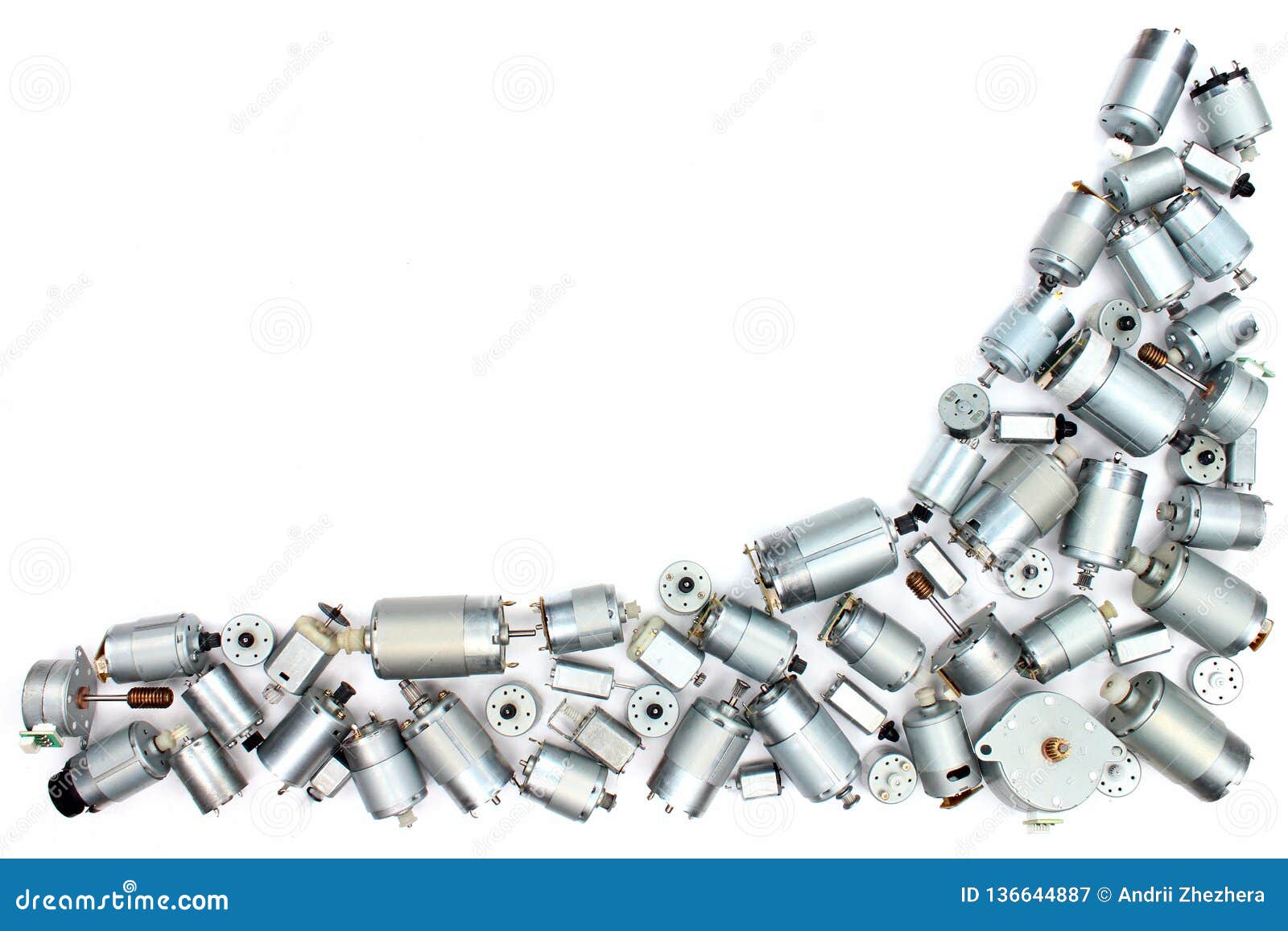 Many Small Electrical Dc Motors on White Background Stock Image - Image ...