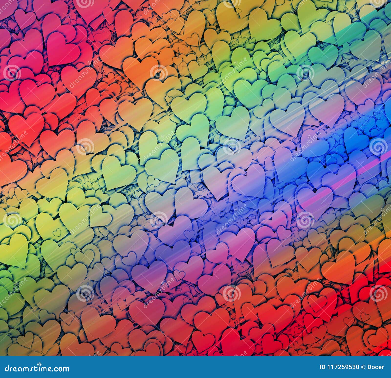 Many Small Painted Multicolored Hearts Background Stock Illustration ...