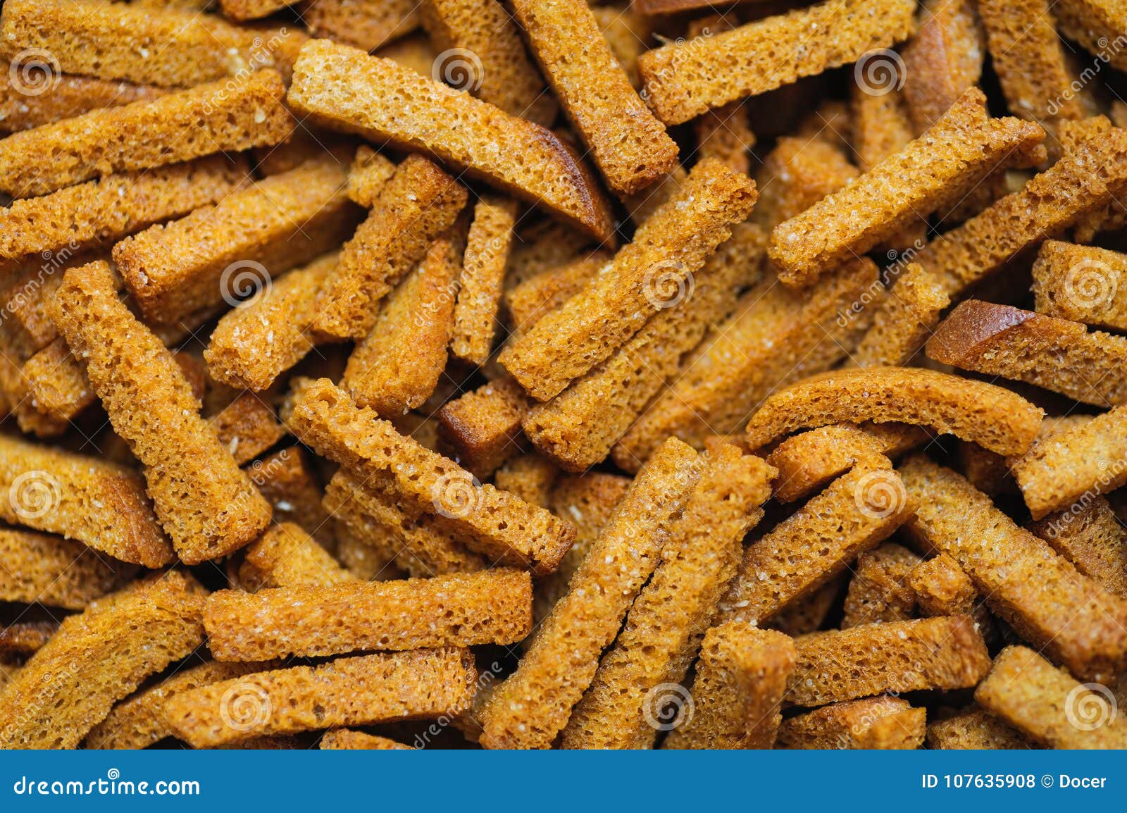 Many Small Pieces of Dried Bread Stock Photo - Image of appetizer ...