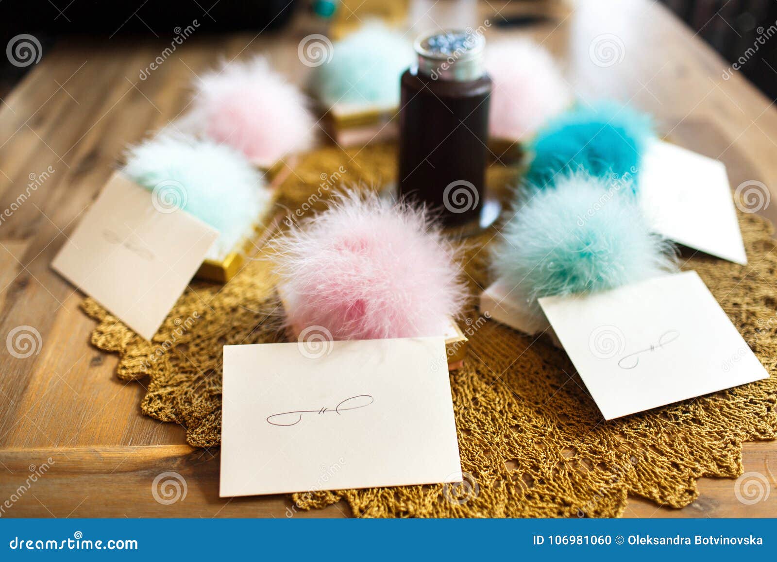 Many Small Many Presents for Bridesmaids and White Cards Stock Photo ...