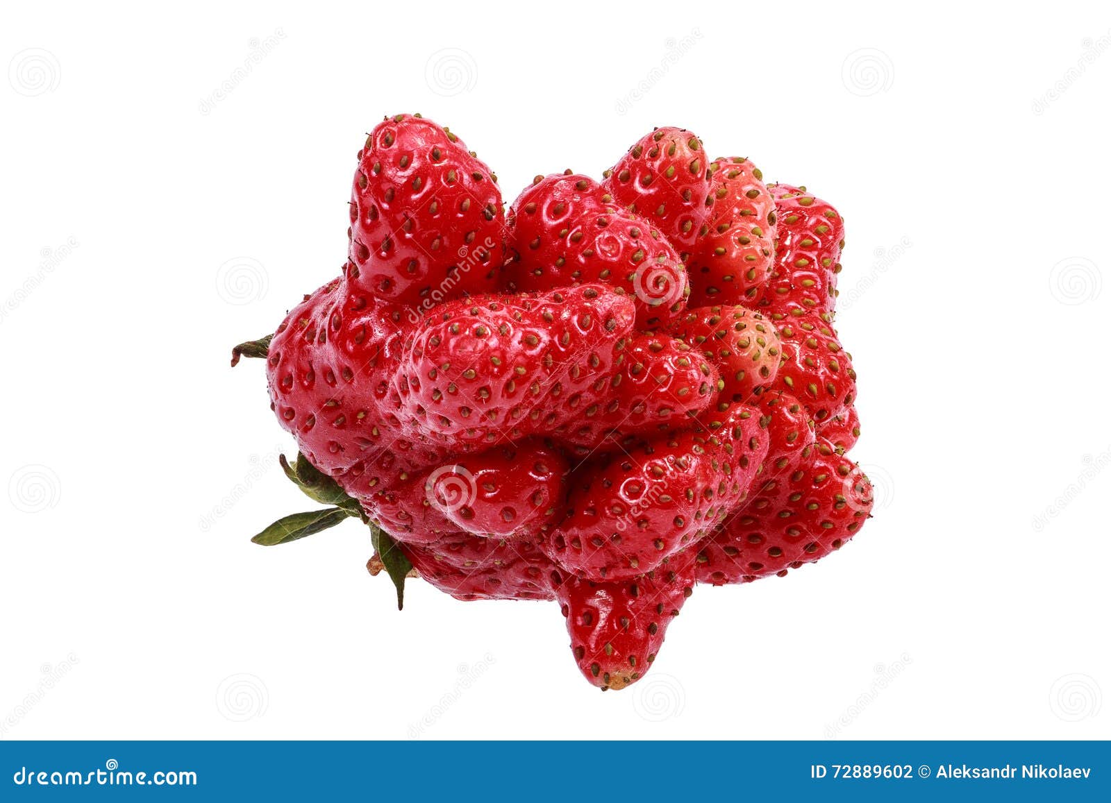 Many Small Strawberries Grown Together into One Large Stock Photo ...
