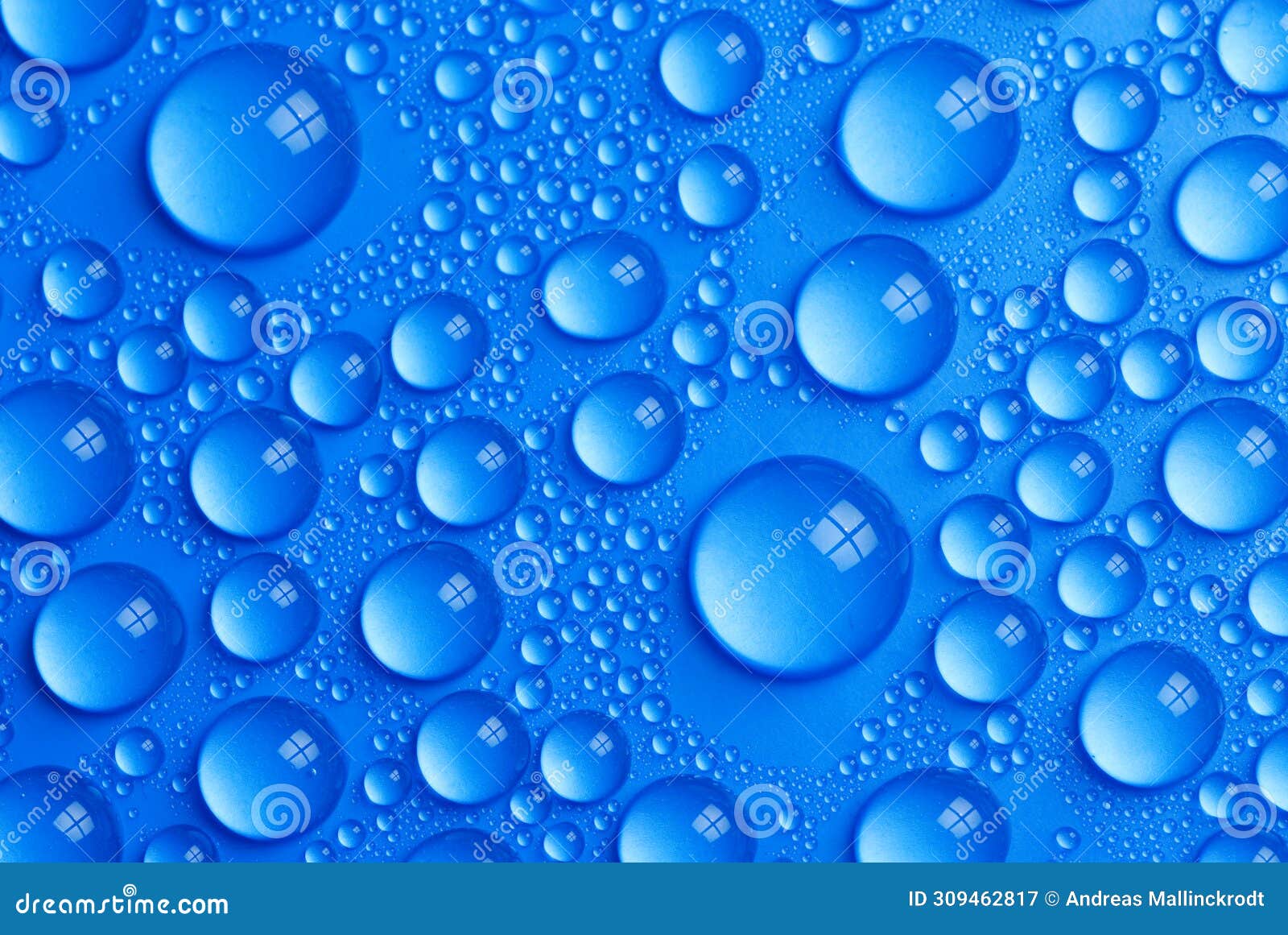Small Water Drops on a Blue Surface Stock Image - Image of environment ...