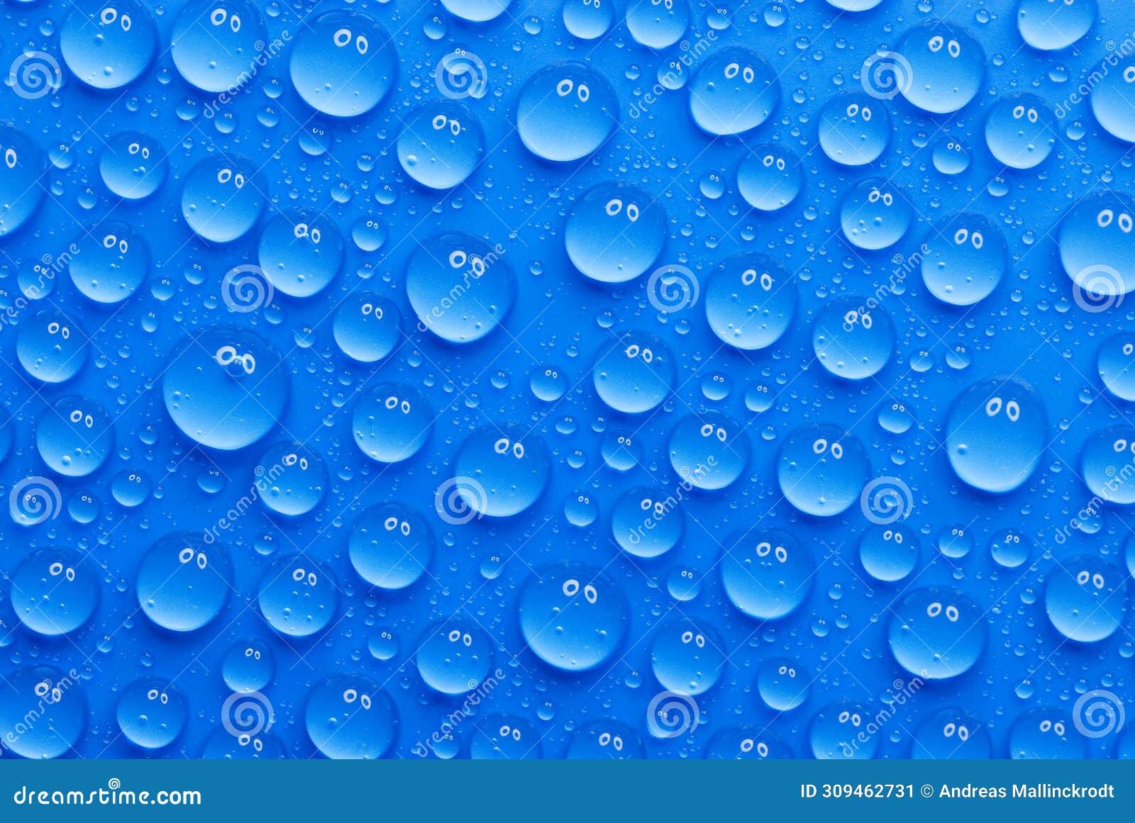 Small Water Drops on a Blue Surface Stock Image - Image of surface ...