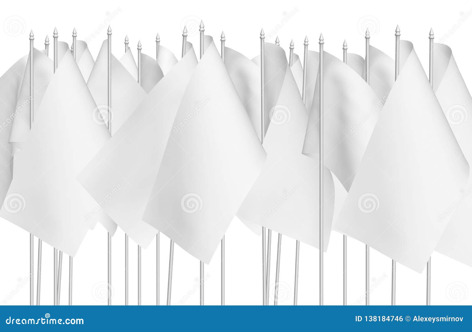 Many Small White Flags Isolated Stock Illustration - Illustration of ...