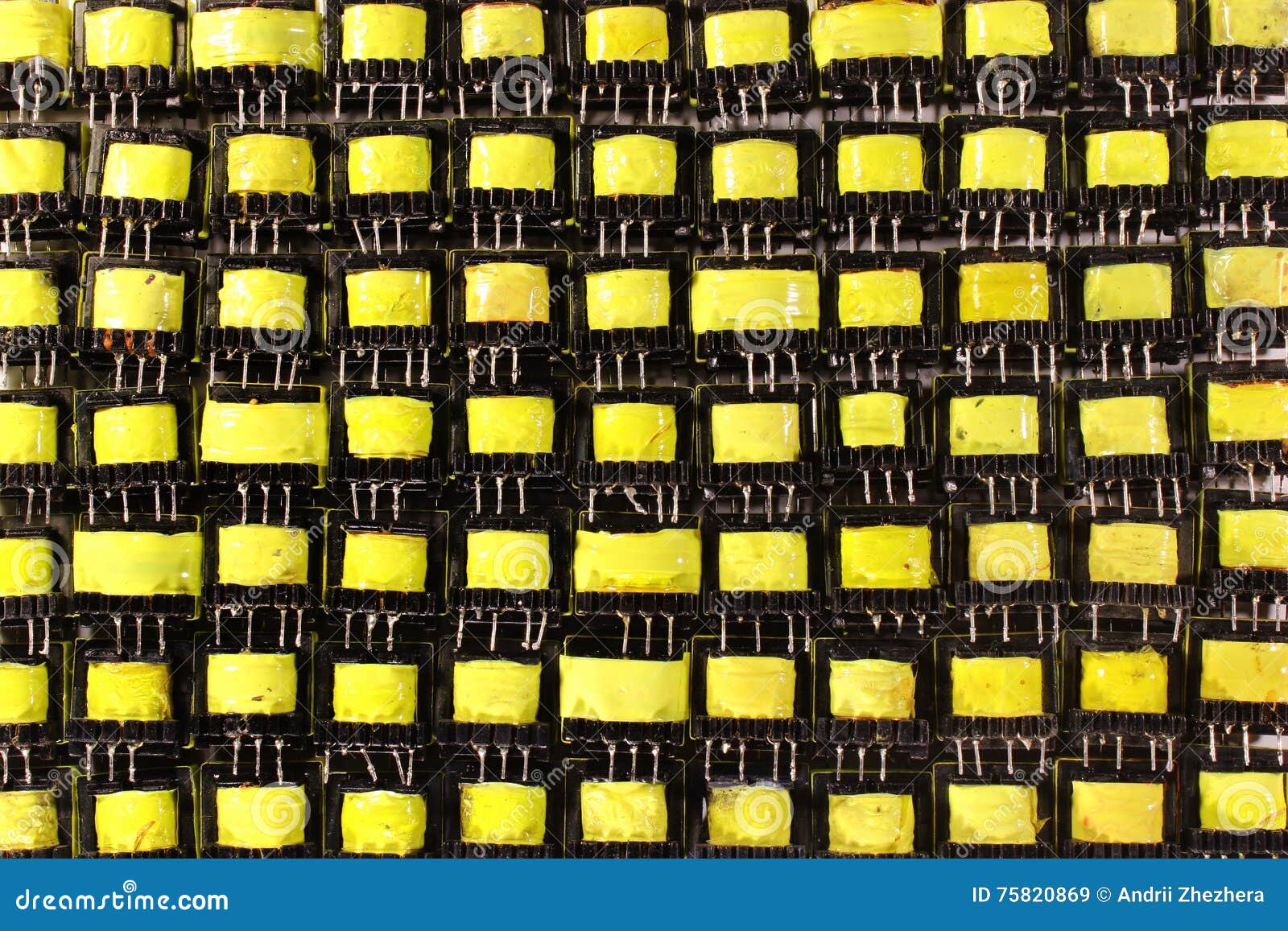 Many Small Yellow Electrical Ferrite Transformers Stock Image - Image ...