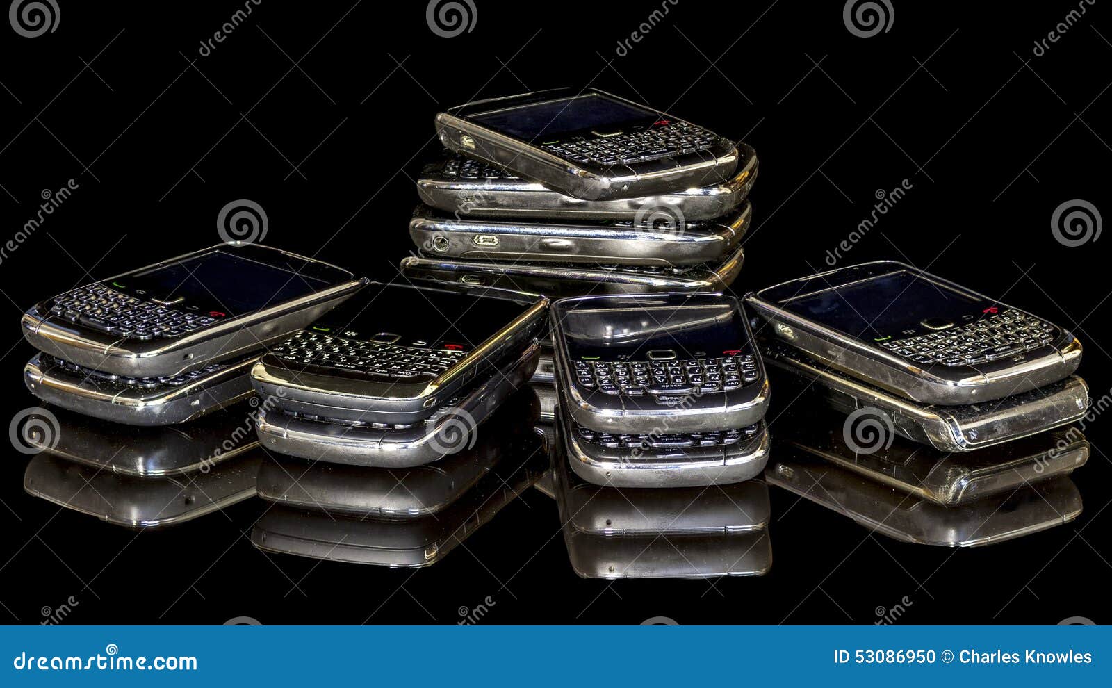 Many Smart Phones in a Pile Stock Photo - Image of table, cell: 53086950