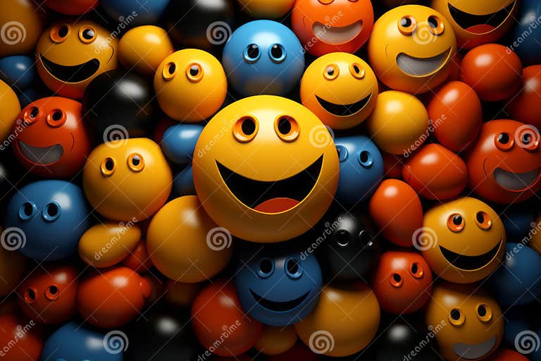 Many Smiley Faces are Arranged Together in a Circle Stock Illustration ...