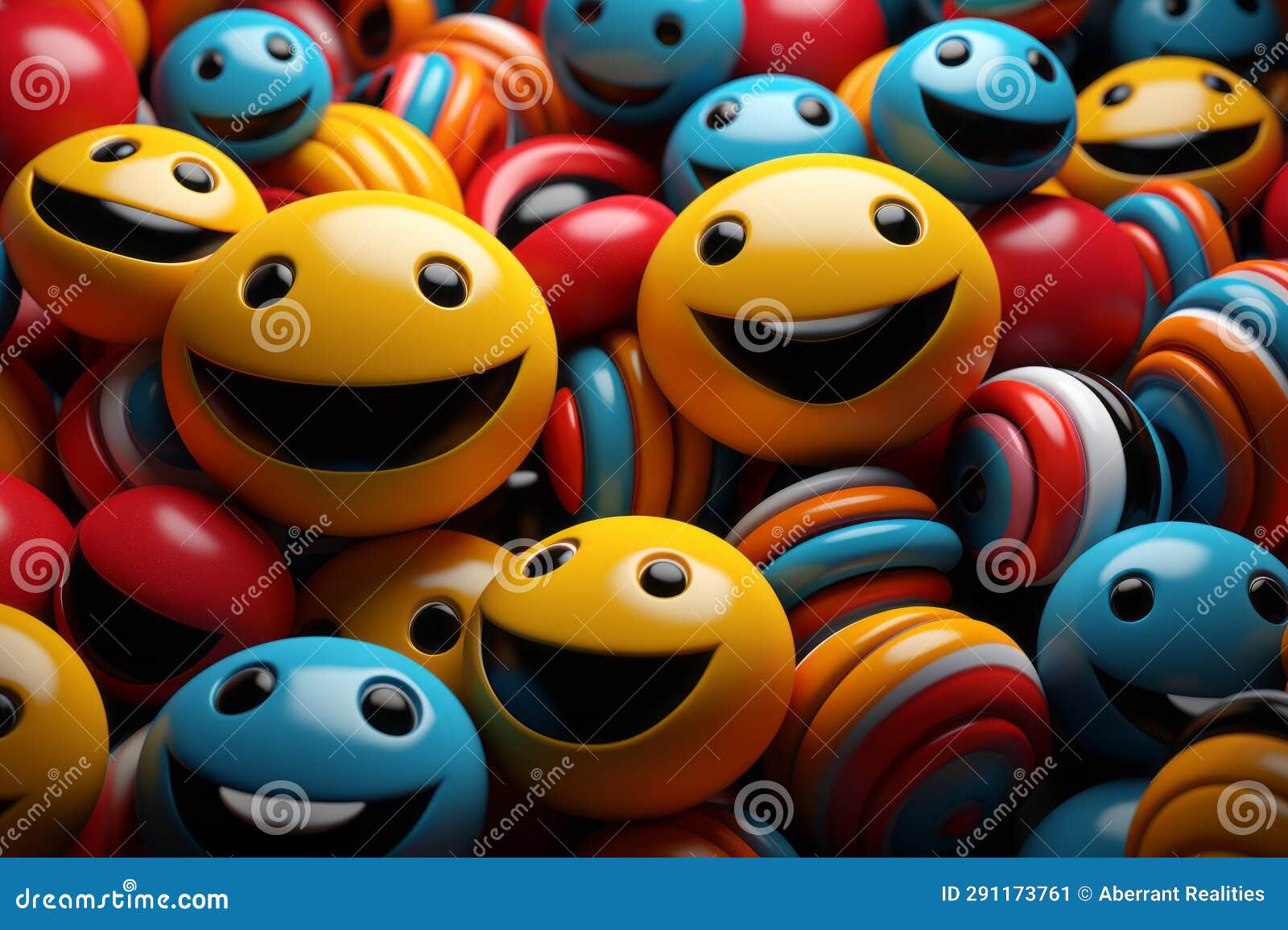 Many Smiley Faces are Arranged Together in a Circle Stock Illustration ...