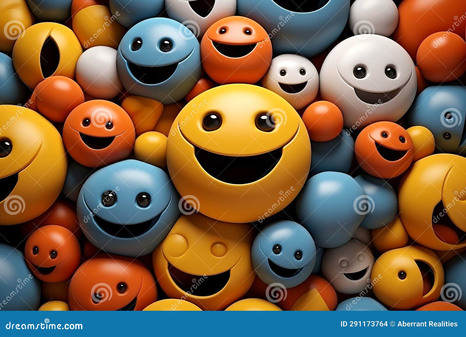 Many Smiley Faces are Arranged Together in a Group Stock Illustration ...