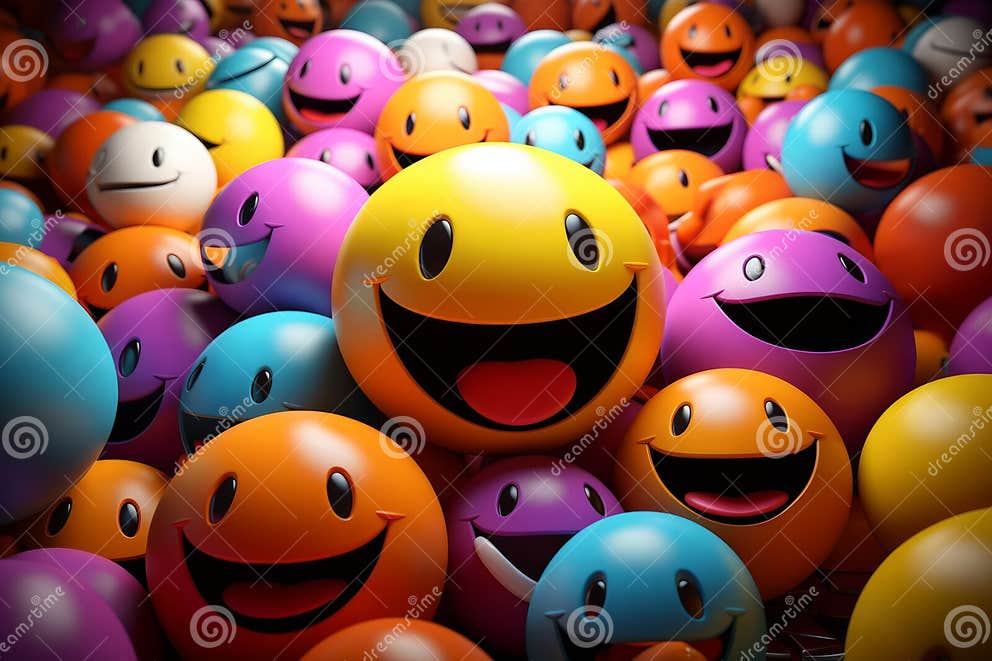 Many Smiley Faces are Arranged Together in a Group Stock Illustration ...