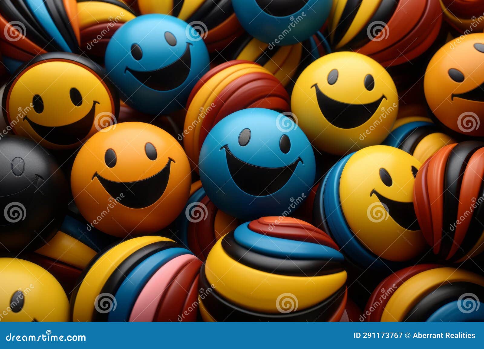 Many Smiley Faces are Arranged Together in a Pile Stock Illustration ...